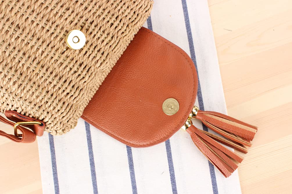 TONWHAR® Lady's Vintage Straw Summer Purse Leisure Beach Bag (Light Coffee)