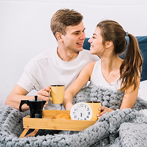 Greenual Bed Tray Table with Folding Legs for Eating Serving Tray with Handles Bamboo Breakfast Food Table Comes with Phone Holder Portable Snack Platter for Bedroom Hospital Picnic