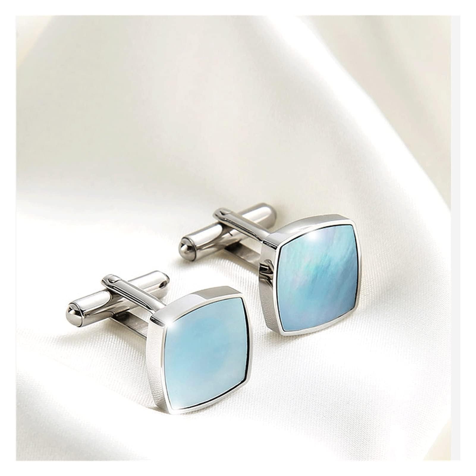 Cufflinks Natural Shell Blue Butterfly Shell Men's Gift Box Shirt Cuff Nail Shirt Suit Cufflinks (Color : A, Size : One Size) (A One Size)