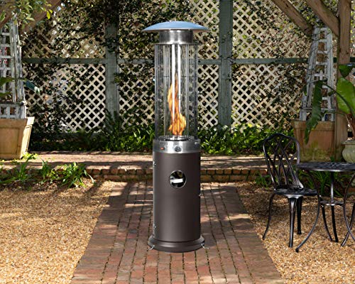 Golden Flame Resort Model 40,000 BTU Round Spiral-Flame Glass Tube Patio Heater with Rich-Mocha Finish (Propane)