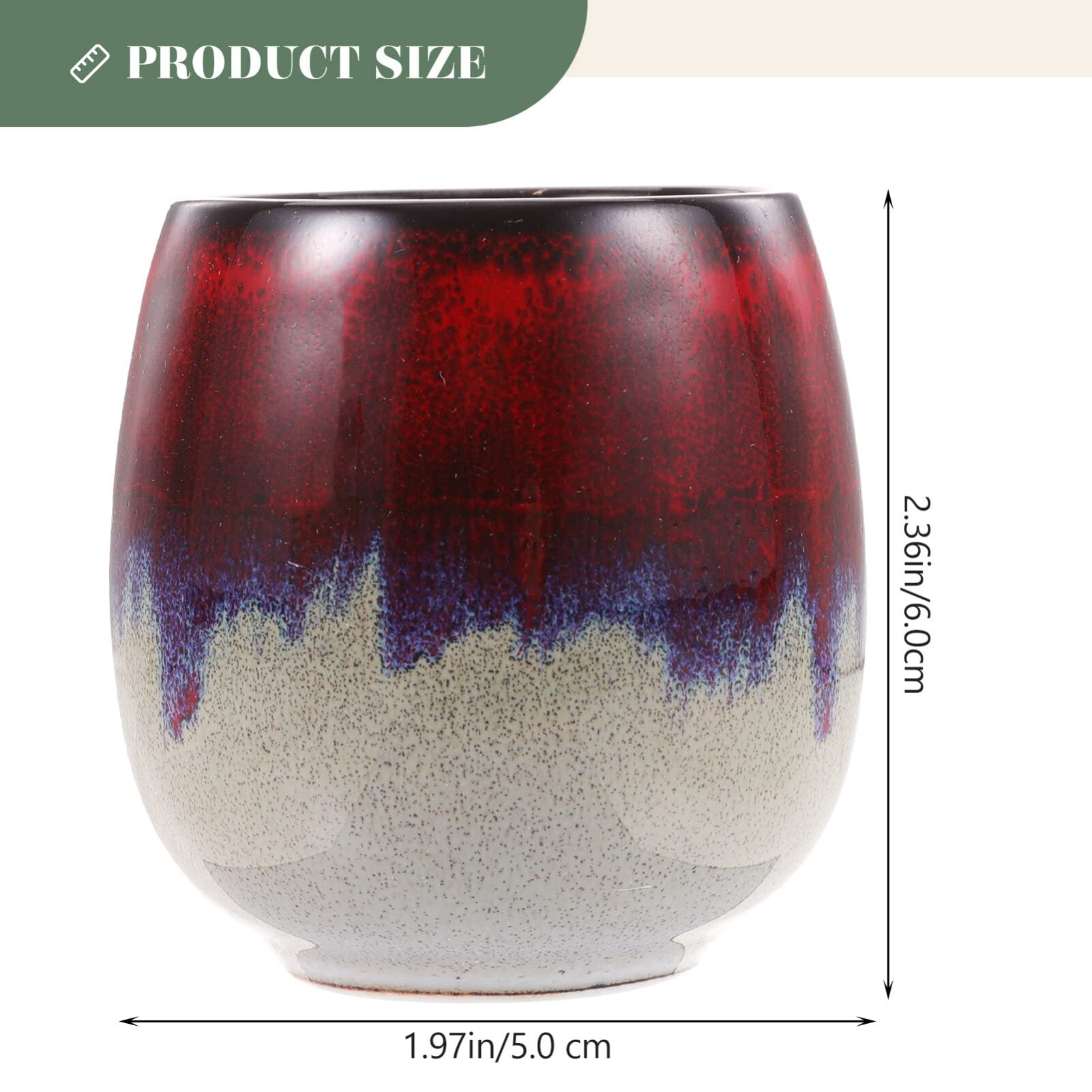 Didiseaon Handleless Ceramic Cup Ceramic Kiln-change Espresso Cup Small Coffee Cup Chinese Kung Fu Tea Cup Vintage Pottery Teacup Tasting Cup 80ml Red Asian Tea Cup