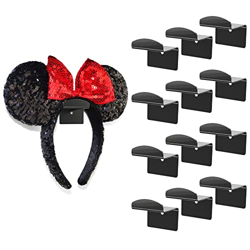 Modern JP Metal Adhesive Hooks for Disney Ears (12-Pack) - Optional Screws Included, Minimalist Disney Ear Holder, Strong Hold Headband Holder - Stainless Steel, Chrome Black