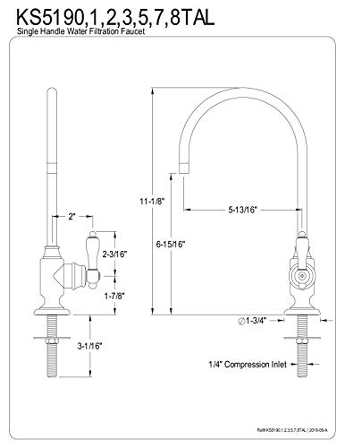 Kingston Brass KS5197TAL Tudor Single-Handle Water Filtration Faucet, Brushed Brass