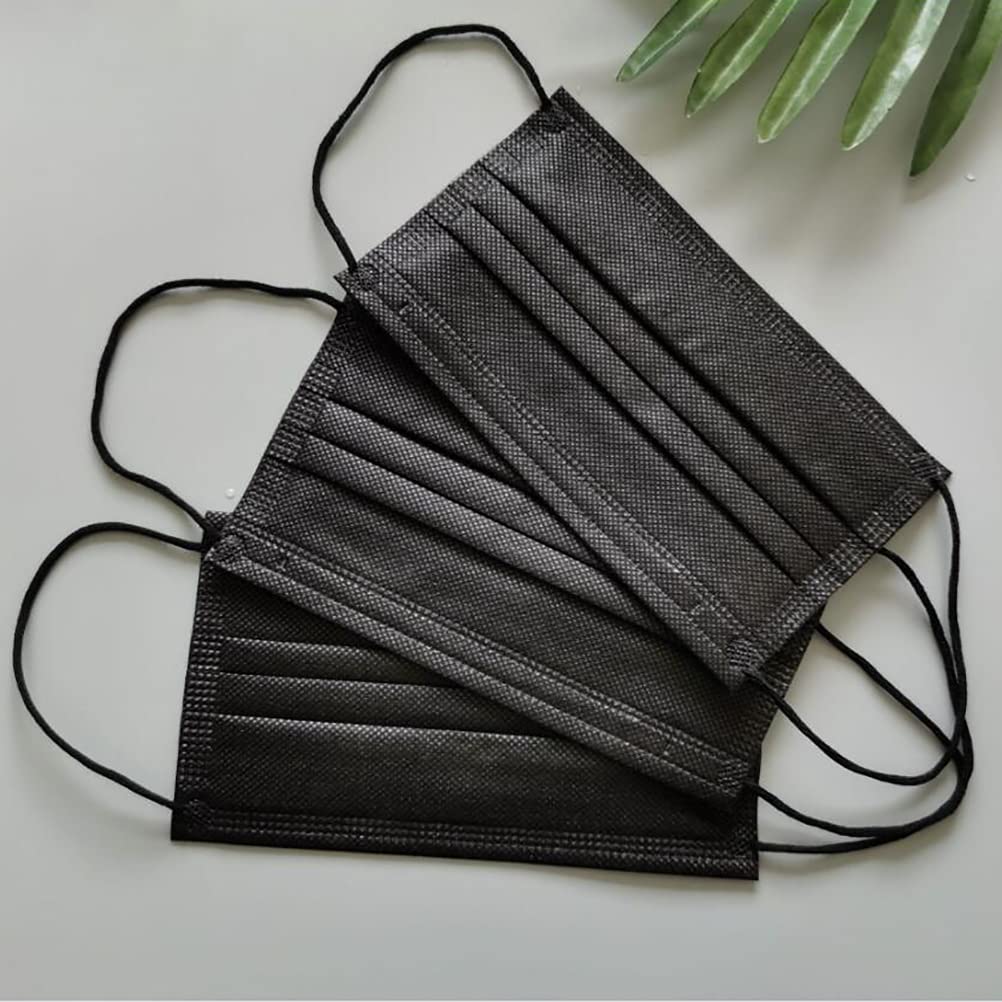Curora Black Face Masks 3Ply Black Disposable Face Masks Filter Protection