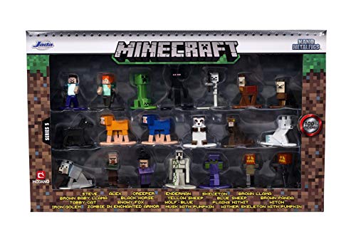 JADA Toys Minecraft 1.65"" Die-cast Metal Collectible Figures 20-Pack Wave 5, Toys for Kids and Adults, 32023, Brown