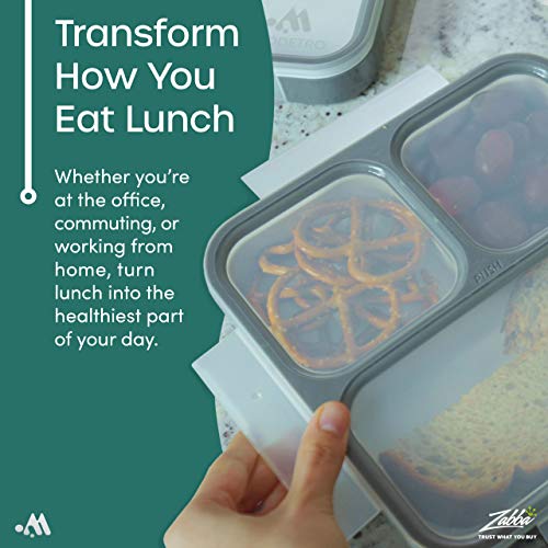 Modetro Sports Flat Bento Box Adult Lunch Box Leak Proof Microwavable Easy to Clean Insulated Lunch Bag Slim Meal Containers for Food Salad Portion Control