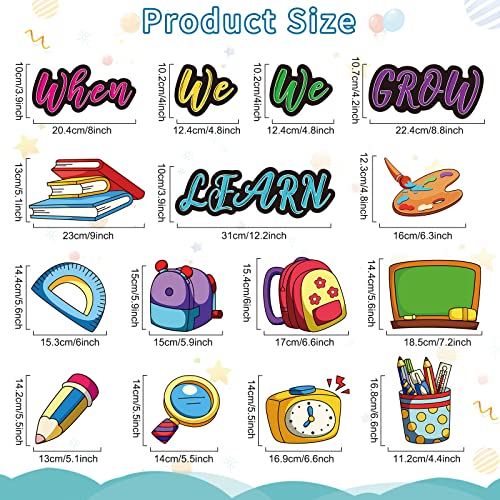 Pajean 60 Pieces When We Learn We Grow Paper Cut Outs Classroom Bulletin Board Set School Wall Decorations for Kids Boys Girls School Classroom Decor, JB-220701-G
