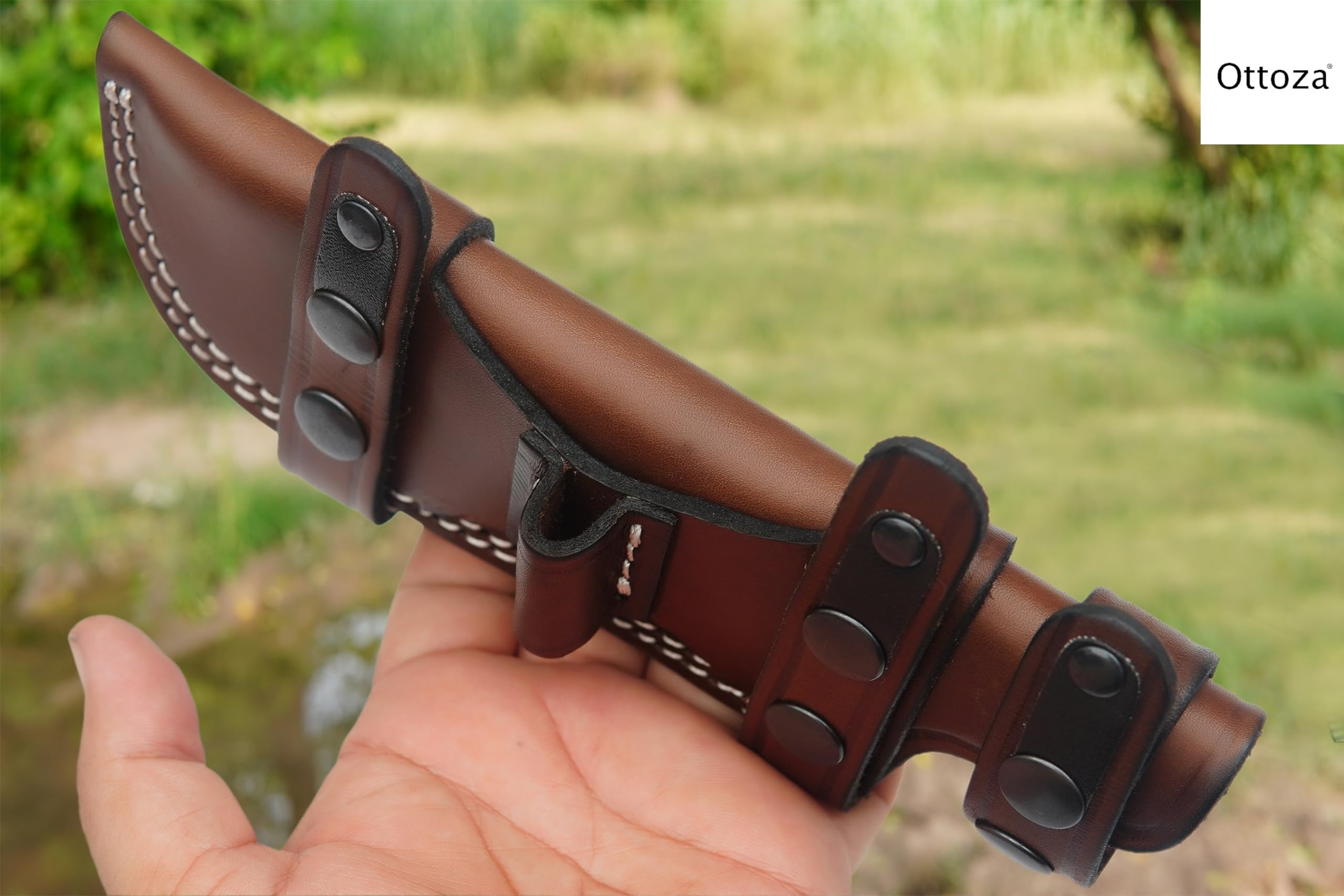 Ottoza TOP GRAIN Leather Knife Sheaths for Fixed Blade Knives, RIGHT HAND Leather Knife Sheath for Belt, Leather Knife Holster Belt Knife Holder, Horizontal Knife Sheath for Belt No:2