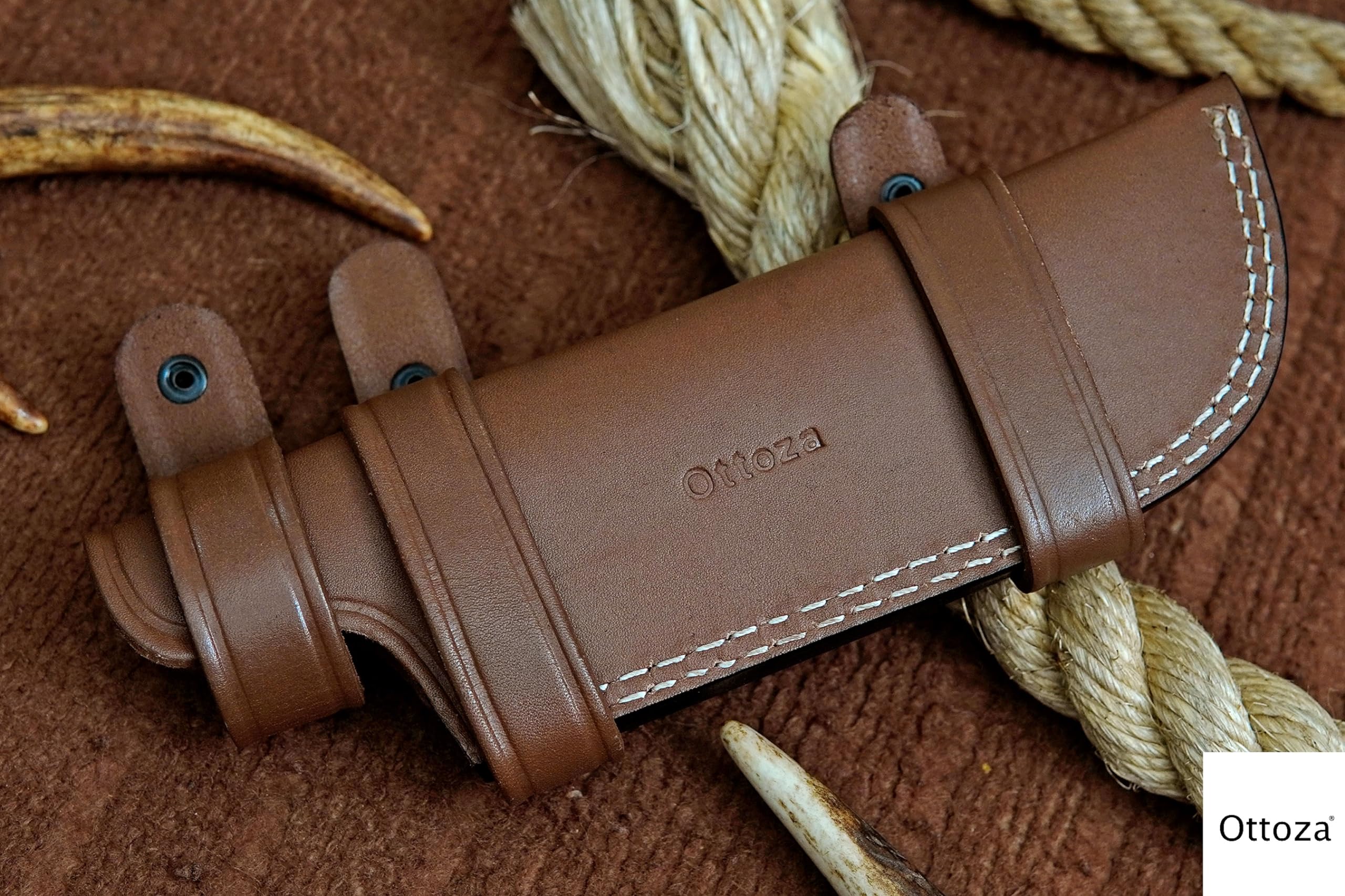 Ottoza TOP GRAIN Leather Knife Sheaths for Fixed Blade Knives, RIGHT HAND Leather Knife Sheath for Belt, Leather Knife Holster Belt Knife Holder, Horizontal Knife Sheath for Belt No:39