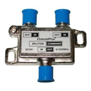 Channel Plus 2-Way Splitter/Combiner DC and IR Passing 1 GHz Bi-Directional UHF/VHF Video Signal TV Antenna Coax Cable, 5-1000 MHz