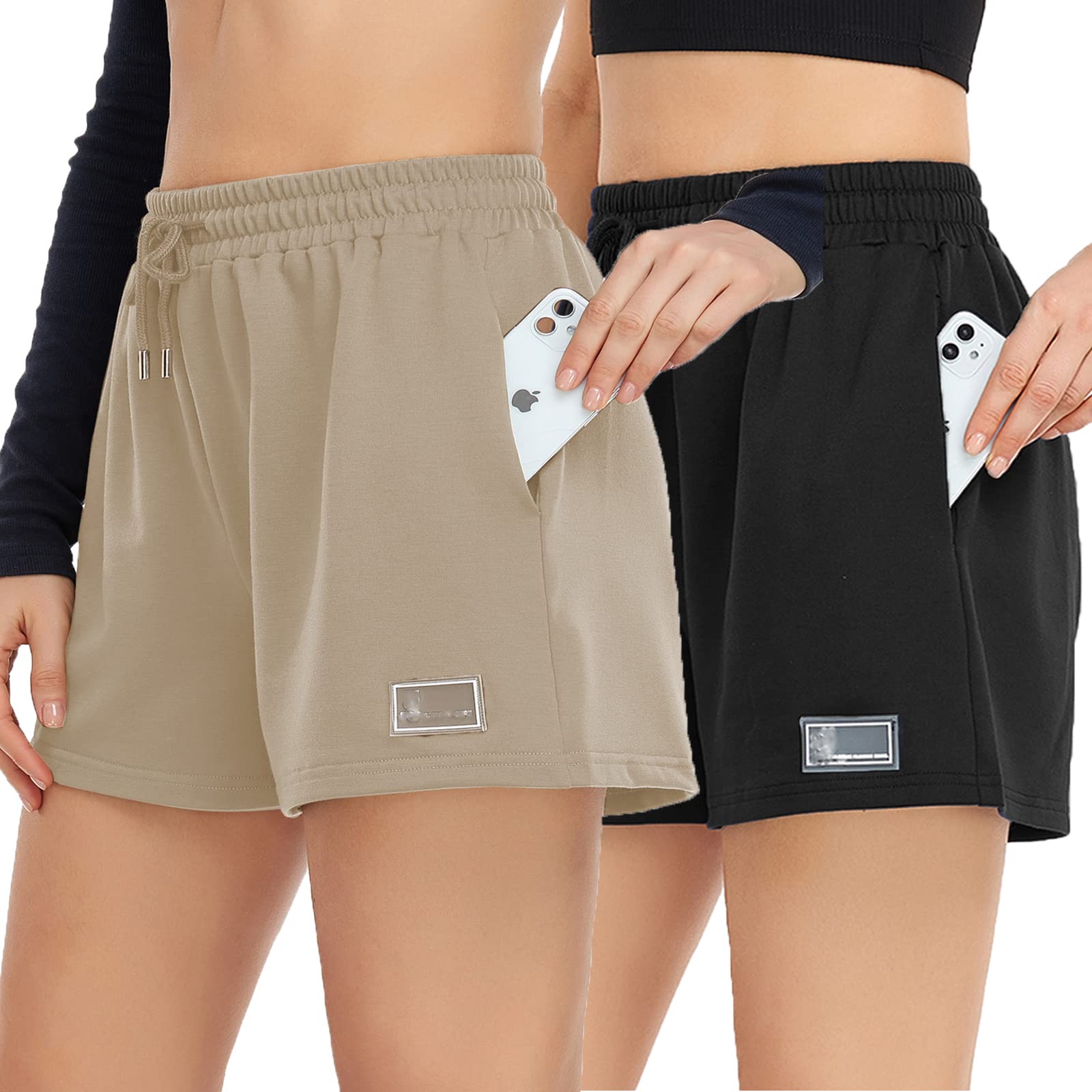 EUISVI Women's Summer Casual Drawstring Waist Sweat Shorts Athletic Running Gym Track Shorts with Pockets