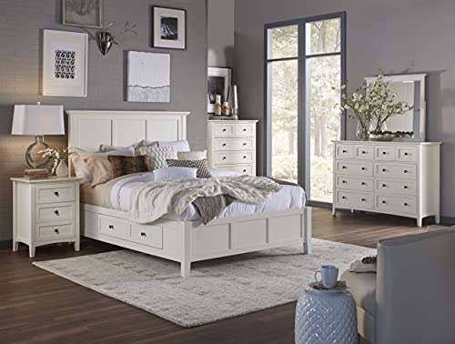 Modus Furniture Solid Wood 2-Side Storage Bed, California King, Paragon - White