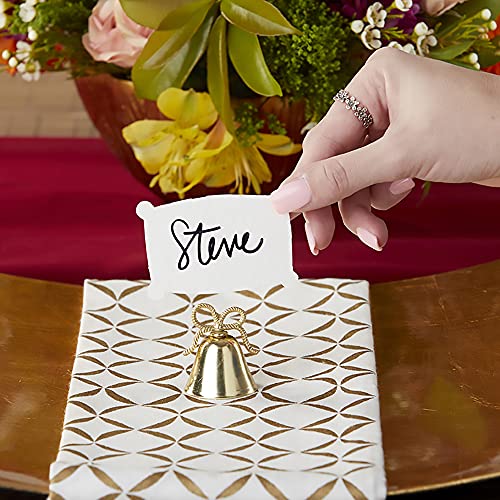 Kate Aspen Gold Kissing Bells Place Card/Photo Holder, Set of 24