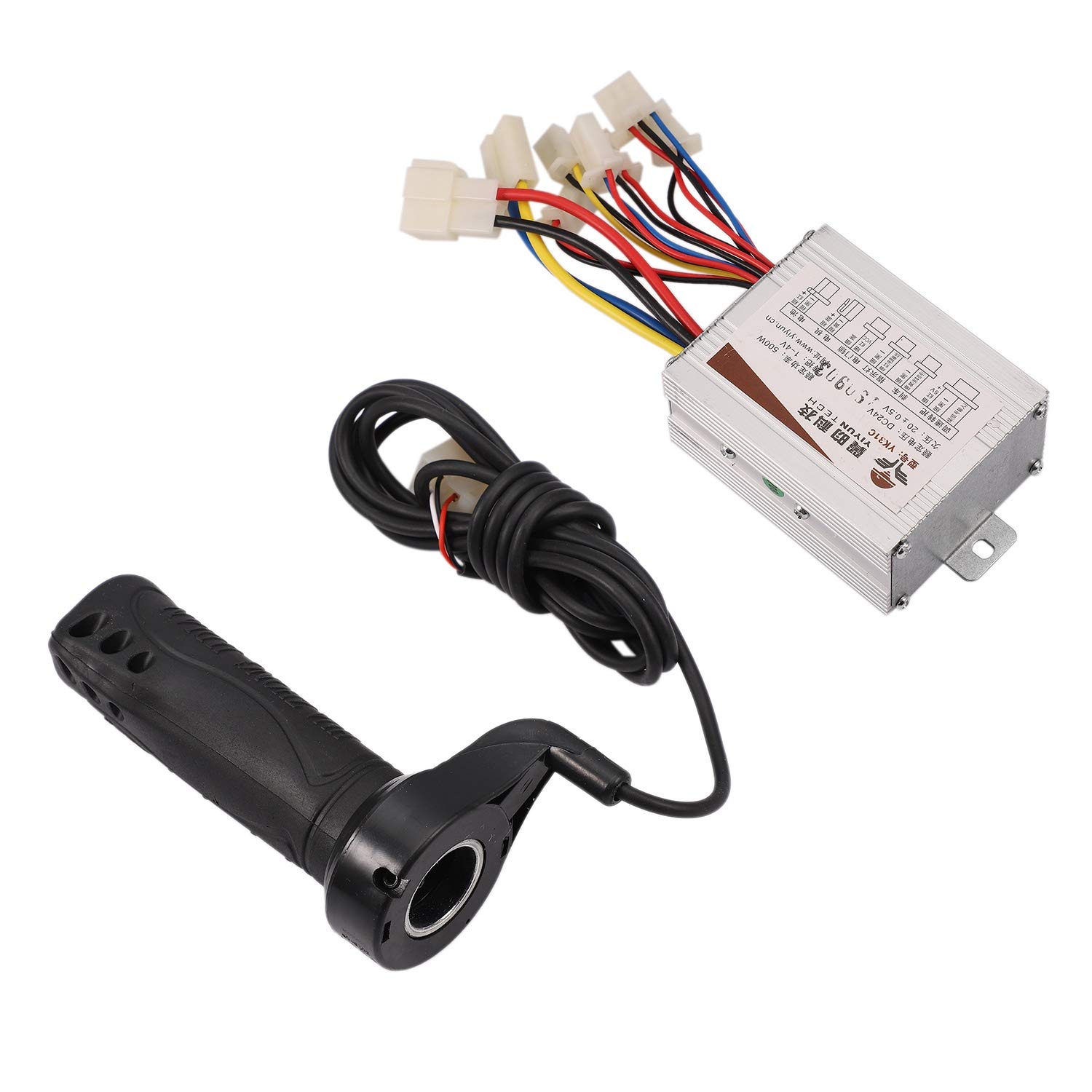 Cusstally 24V 500W DC Electric Bike Motor Brushed Controller Box with Brush Controller Long Turn Handlebar for Electric Bicycle Scooter E-Bike Accessory
