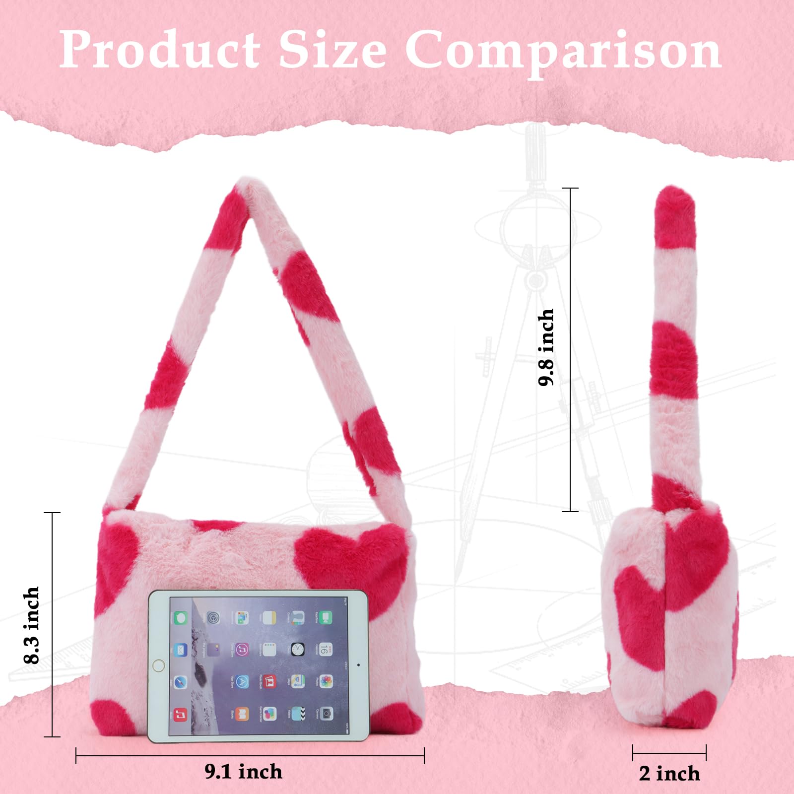 Fecialy Plush Shoulder Handbags Women's Fluffy Underarm Bag Soft Cute Top-Handle Bags for Autumn Winter