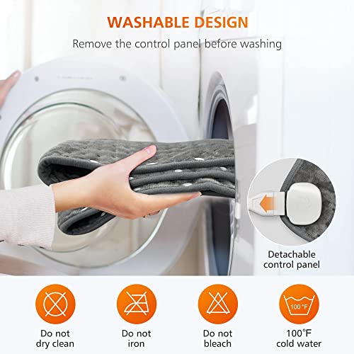 Snailax Heating Pad & Foot Warmer, 17"x33" Electric Large Heating Pads for Back Pain Muscle Pain Relief, Dry & Moist Heat Option, 6 Temperature Settings & Auto Shut Off, Washable, Grey