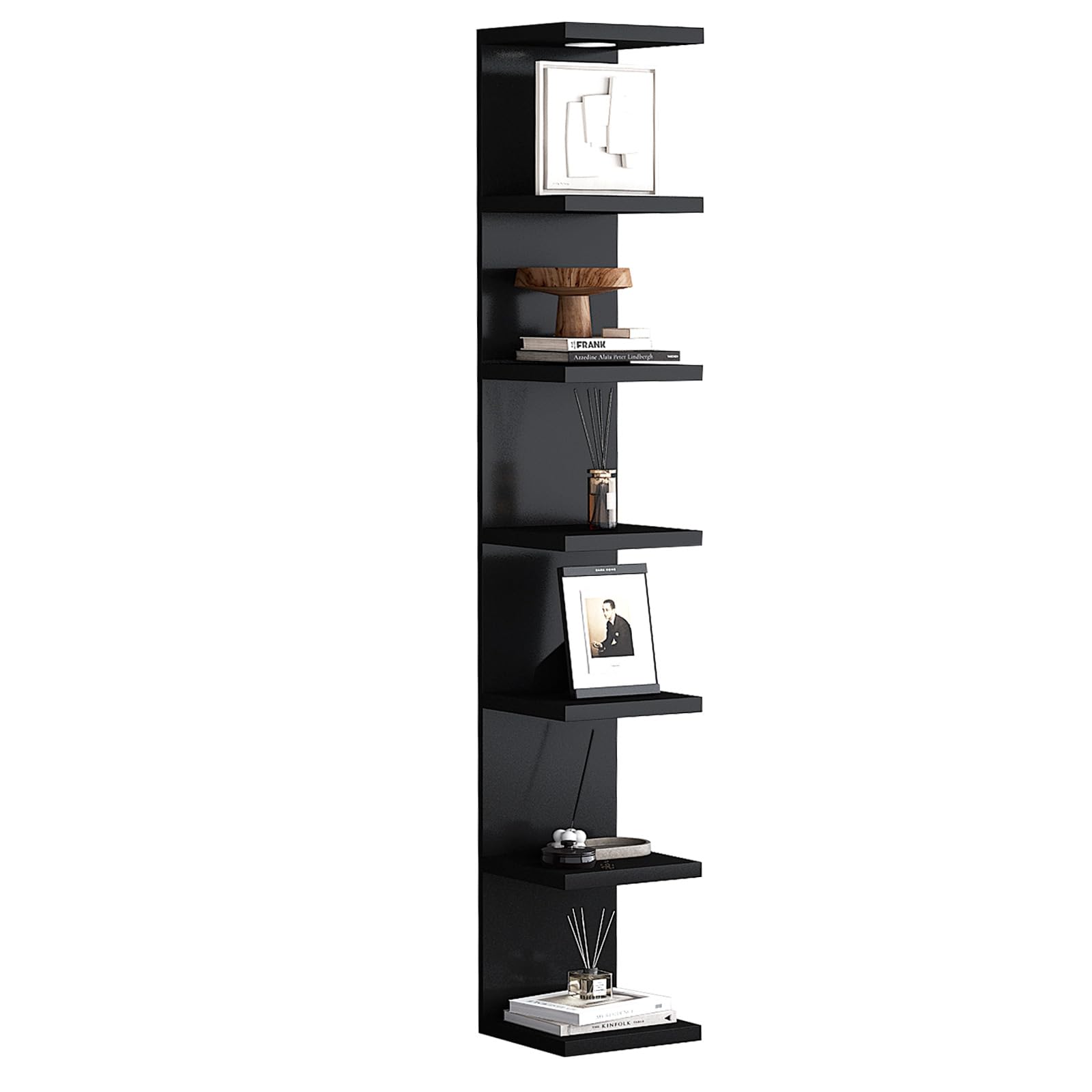 LitaEther Versatile 7 Tier Wall Shelf Unit,White Lack Wall Shelf,Display Floating Shelf with LED Remote Control Light