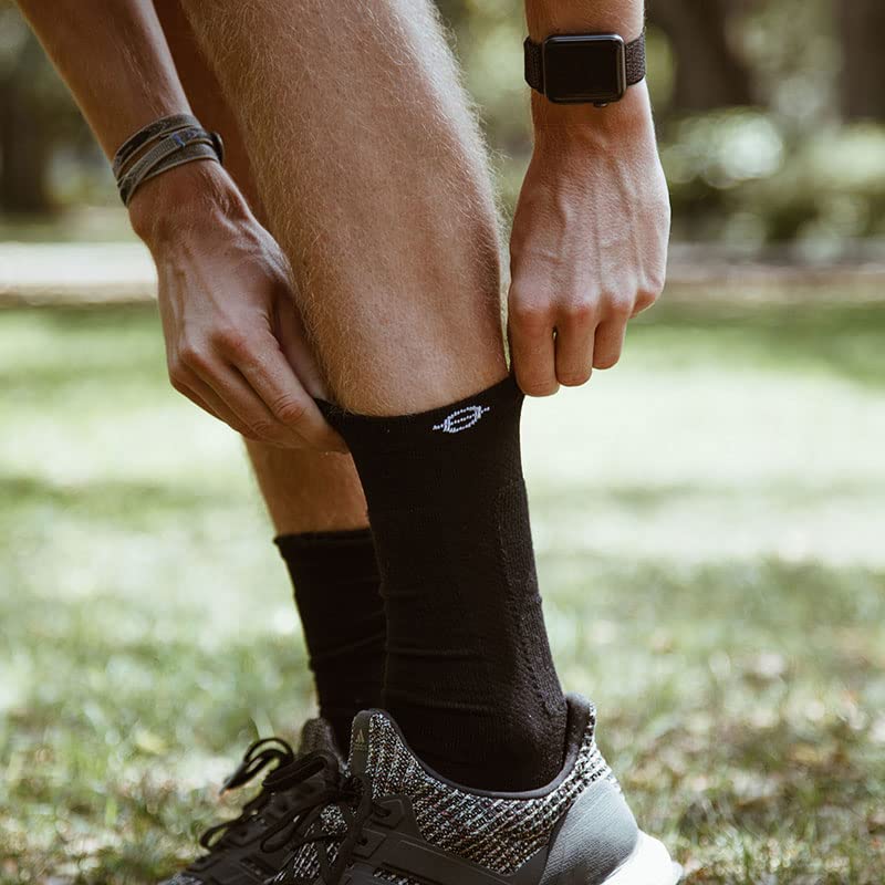 Lasso Performance Compression Athletic Socks β Increase Circulation While Running, Cycling, & Exercising - Black (Crew) - Large