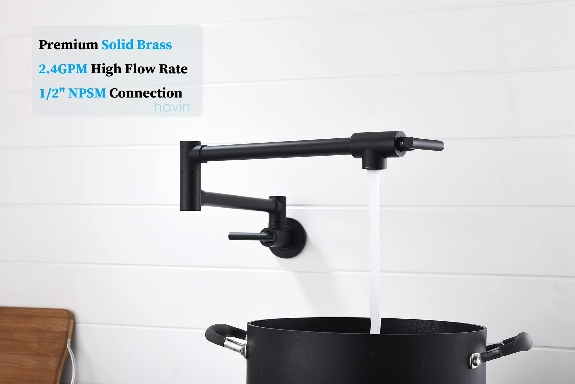 Havin Black Kitchen Faucet with Pull Down Magnetic Sprayer with Black Pot Filler Faucet