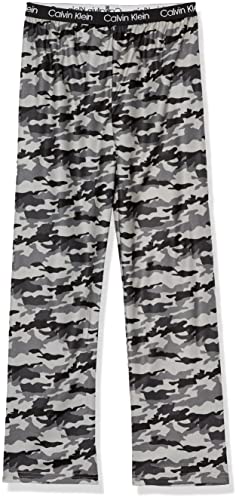 Calvin Klein Boys' Super Soft Brushed Micro Pajama Sleep Pant, Grey/Black Camo, X-Large