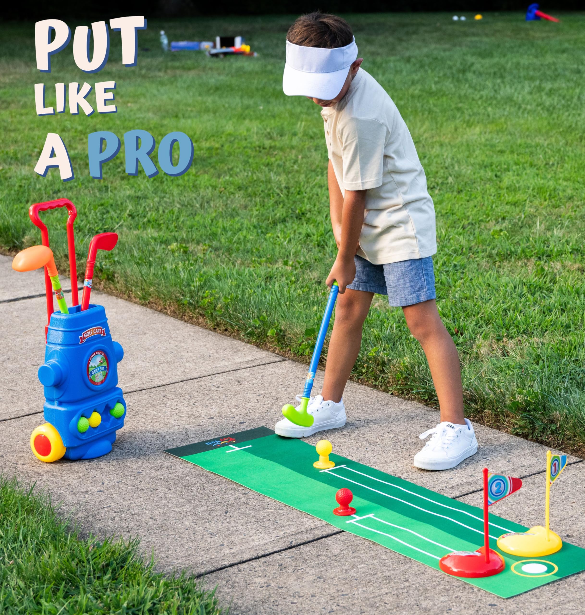 ToyVelt Toddler Golf Set - Kids Golf Clubs with 6 Balls, 4 Golf Sticks, 2 Practice Holes and a Putting Mat - Promotes Physical & Mental Development, Ideal Toddler and Kids Golf Set Gift for Boys 2-10