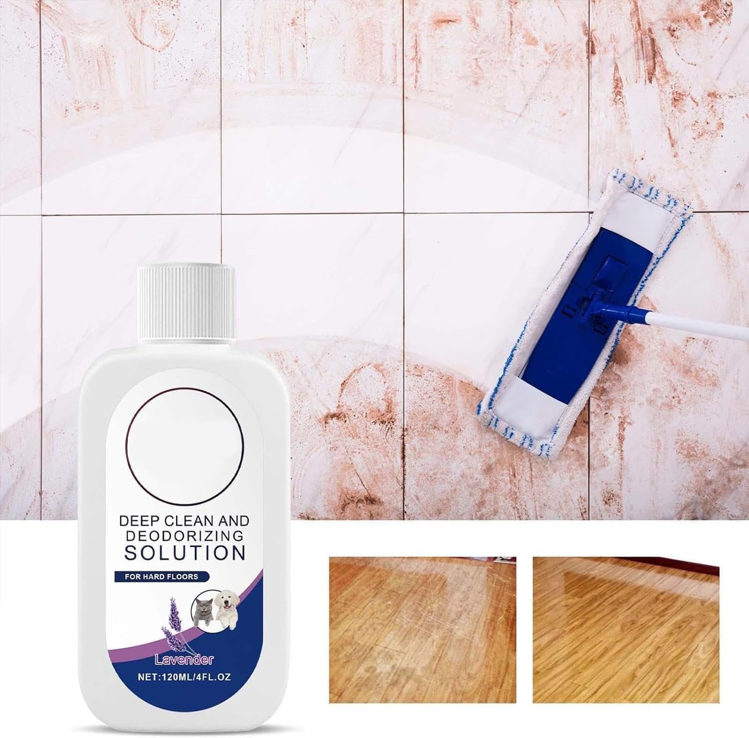 Floor Cleaning solution,Multi-Surface Floor Cleaning Solution,Household Floor Cleaner, Floor Cleaning Liquid for All-Robot Vacuum Cleaner with Mop and Cordless Wet-Dry Vacuum Cleaner(120ml) 