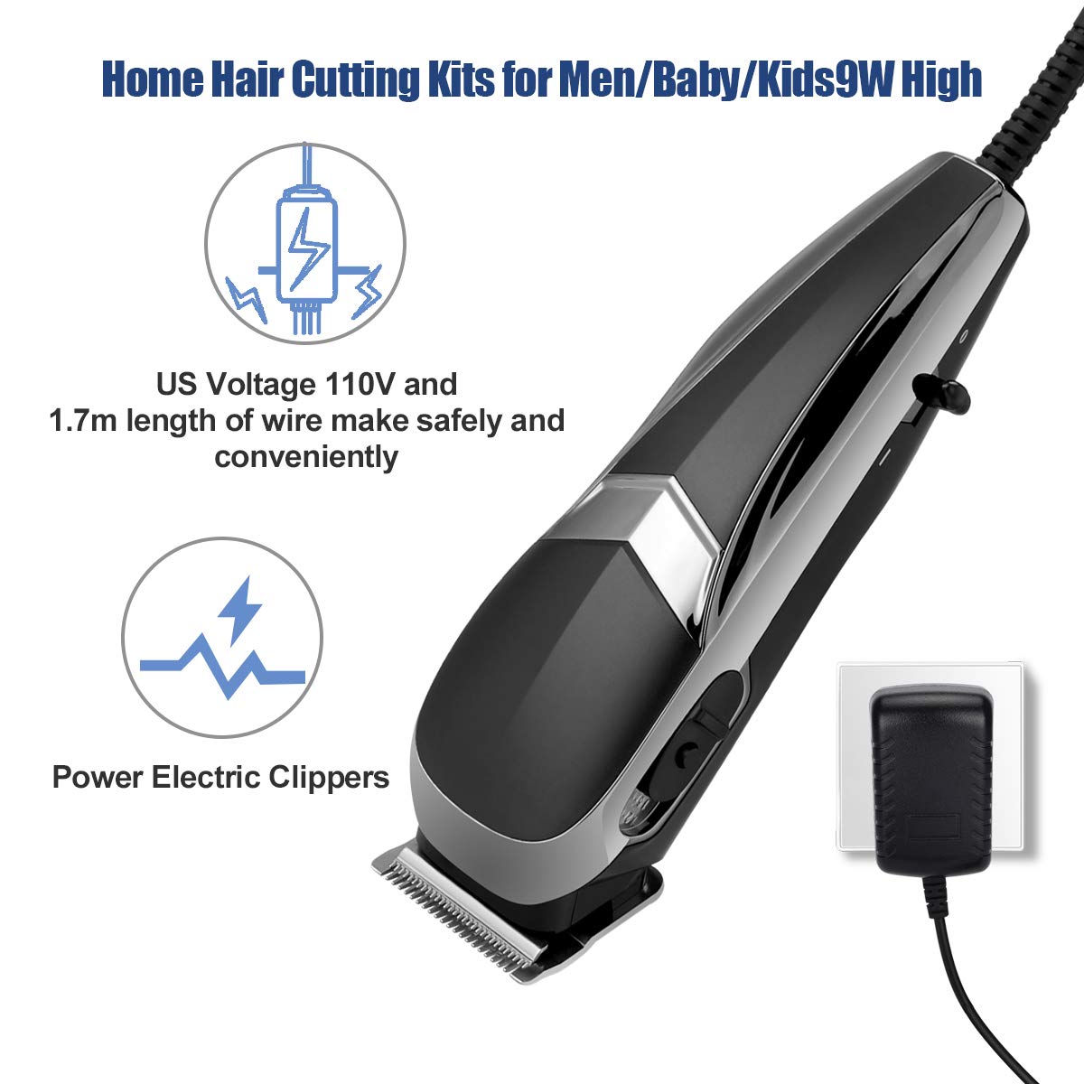 COSYONALL Hair Clippers for Men Pro Corded Hair Trimmer Cutting Kit with 8 Clipper Guide Combs Hard Storage Case for Hair Cutting (Red)