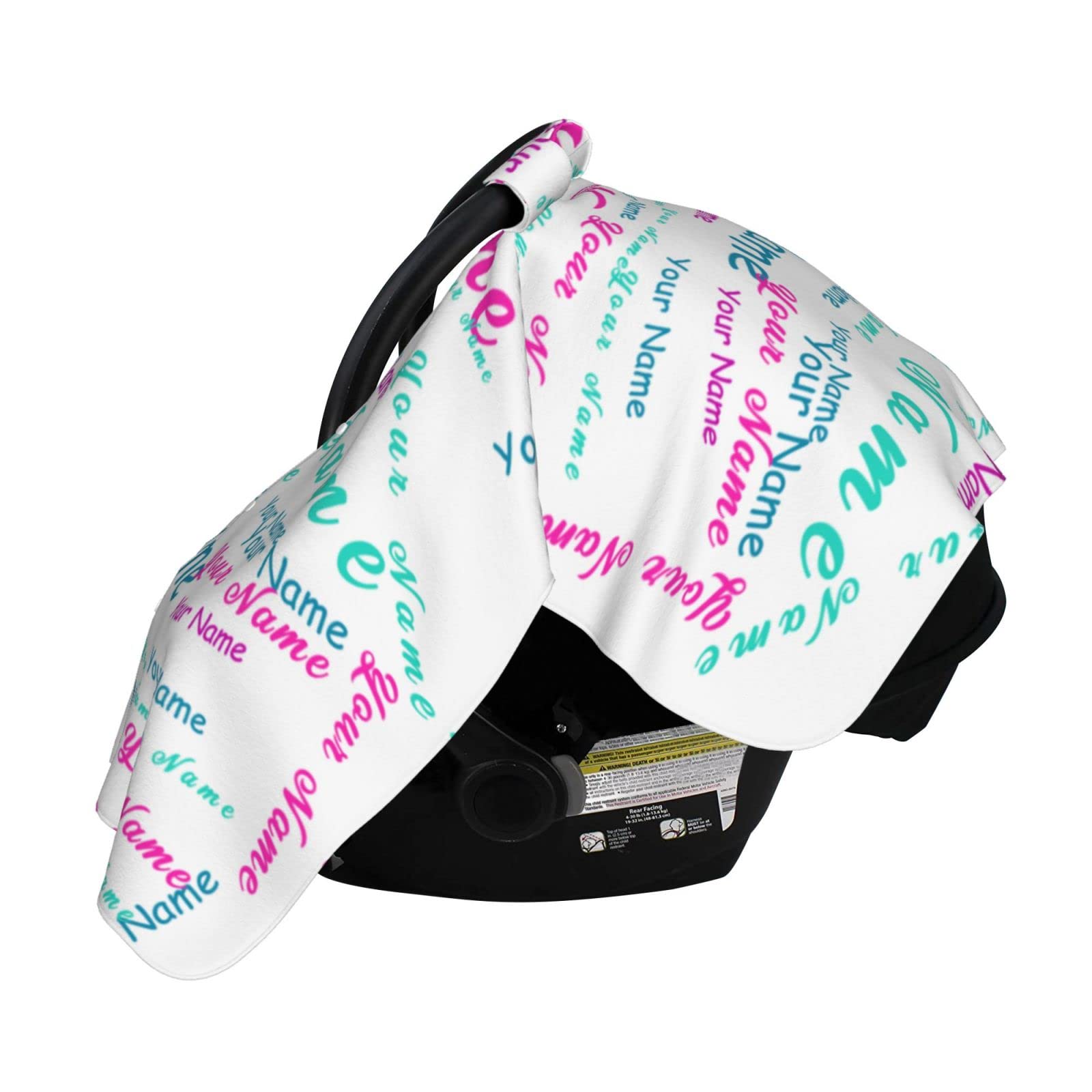 Personalized Baby Car Seat Covers for Babies with Name,Custom CarSeat Canopy Covers for Girls Boys,Nursing Breastfeeding Cover for Infant Car Seat.