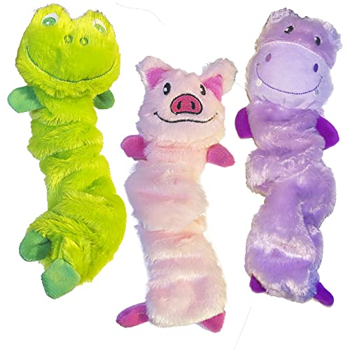 JALOUSIE 5 Pack Dog Bungee Stretch Toy Squeaky Dog Crinkle Chew Toy - Stuffingless Crinkle Paper Body No Mess - Sealed Stuffed Squeaky Head - Interactive Play Dog Crinkle Paper Sound Toy Value Bundle