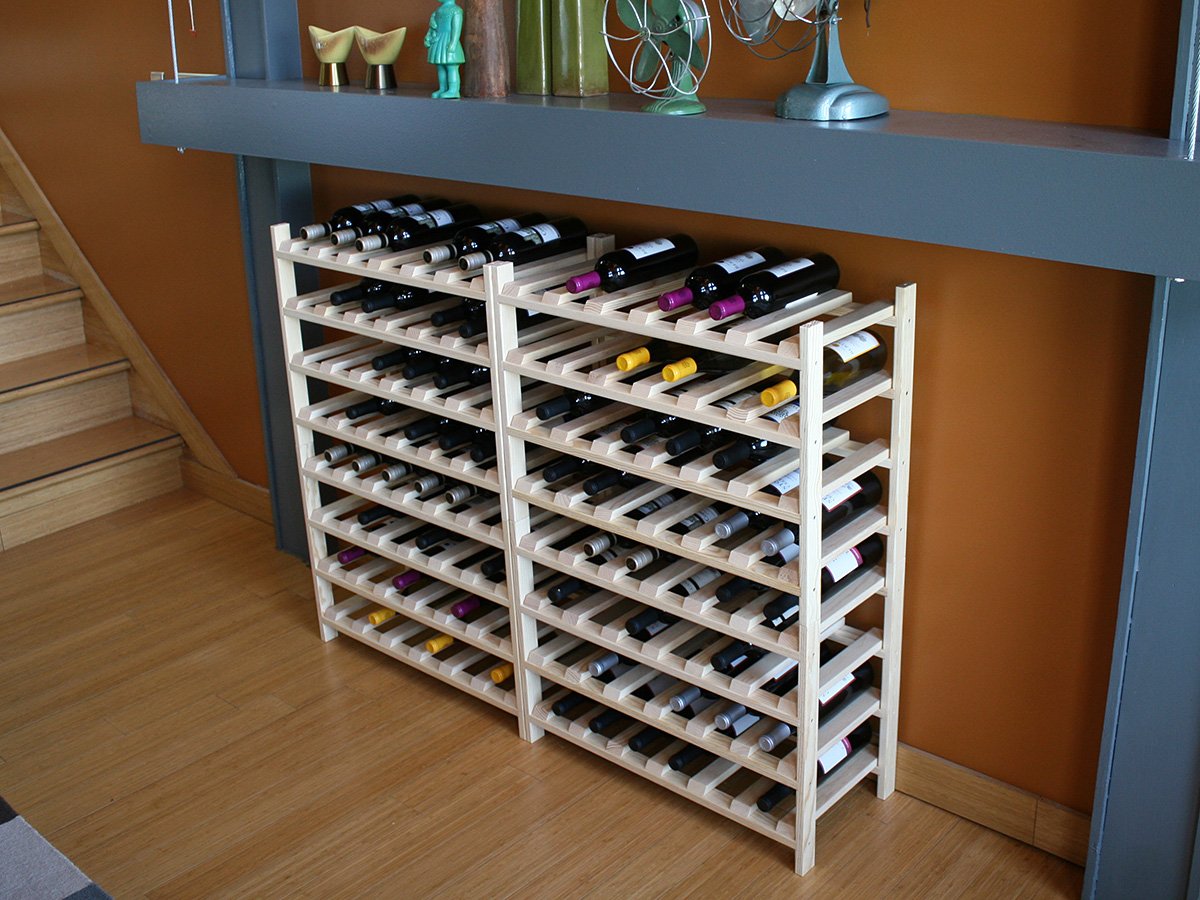 Creekside 48 Bottle Modular Wine Shelves (Pine) by Creekside - Exclusive 12-inch deep design, bottle necks don't stick out! Quality, high grade pine, 12", Pine