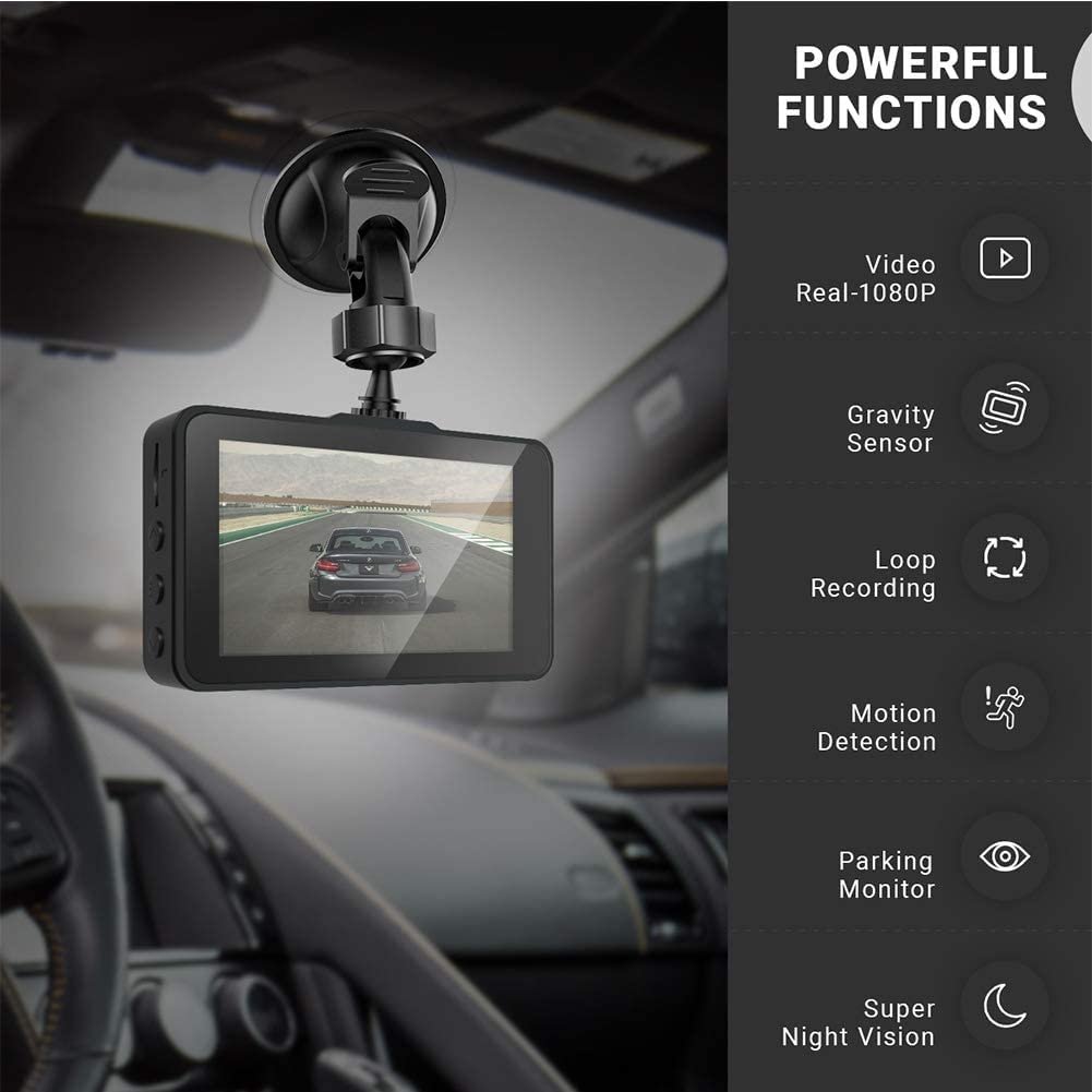 Dash Cam Front and Rear iiwey FHD 1080P Dual Dash Camera for Cars with 32GB SD Card, 3¡± LCD Screen Dashboard Camera