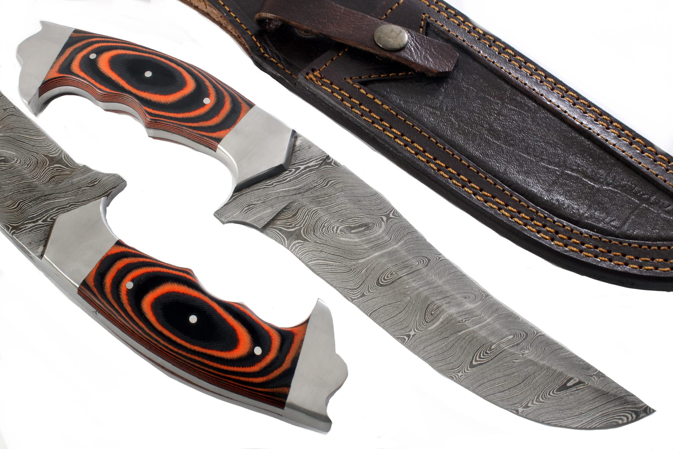 Custom handmade Damascus steel fixed blade hunting knife .PPI-14