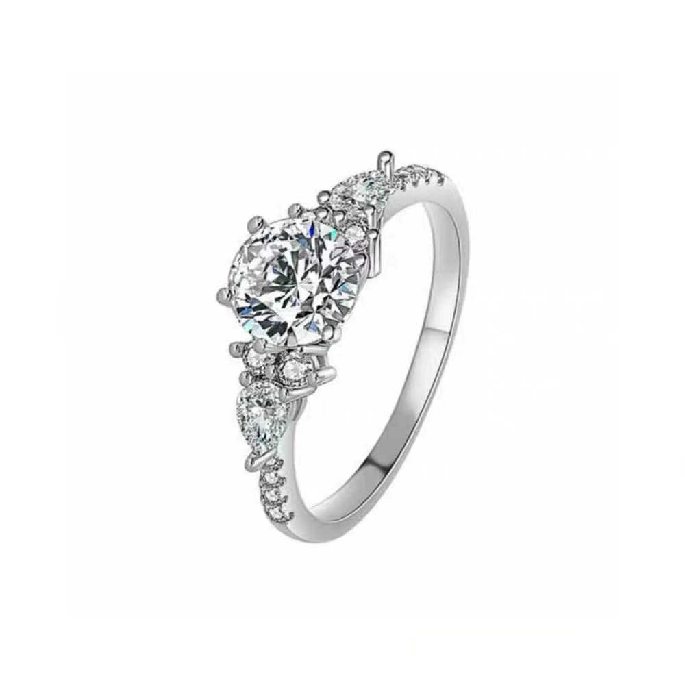 eartif Simulated Diamond Wedding Engagement Ring Jewelry Gifts (Small diamonds, 9)