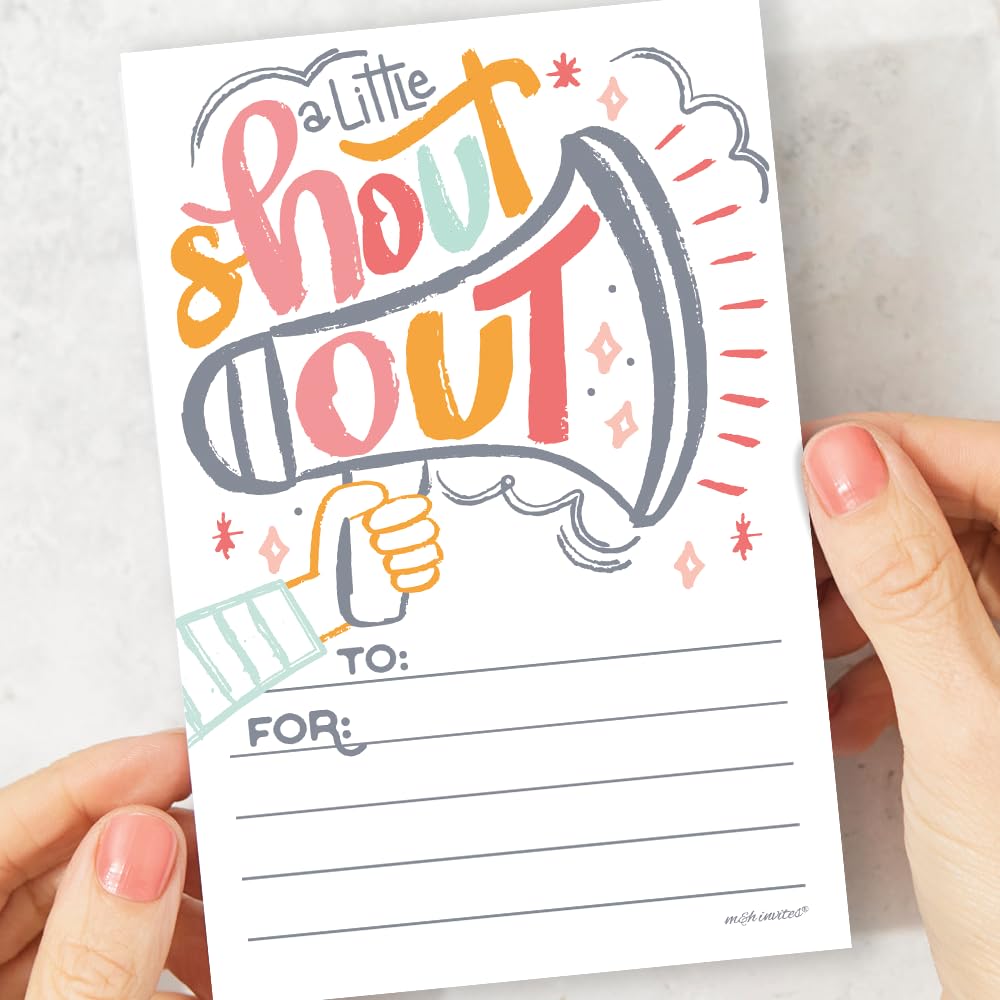 Fun Shout Out Cards For Employees, Office Staff, Teachers and Students - Appreciation and Recognition Reward Cards For School or Work Bulletin Board (50 Count)