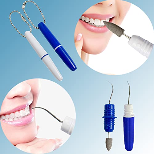 Portable dental picks, Teeth Stain Remover, Mini Travel Plaque and Tartar Remover with chain Mini Stain Eraser Dental Tooth cleaning tools, Interdental Pick,Tooth Kit for Travel & Home Use (2Pcs)