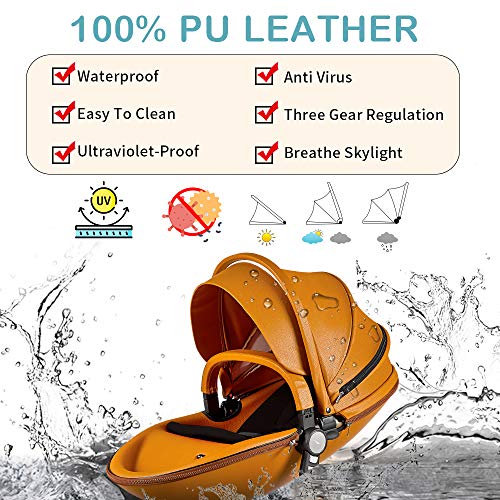 Hot Mom Baby Stroller: Baby Carriage with Adjustable Seat Height Angle and Four-Wheel Shock Absorption,Reversible,High Landscape and Fashional Pram (Brown-2)
