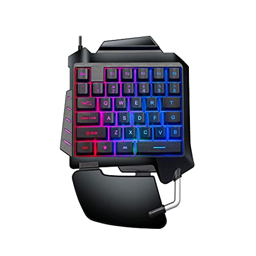 FEDRUI Mechanical Keyboard Wireless, Gaming Keyboard, Backlit Ergonomic Keyboard, Colorful Backlit Single Left-Handed Computer Keyboard for Office