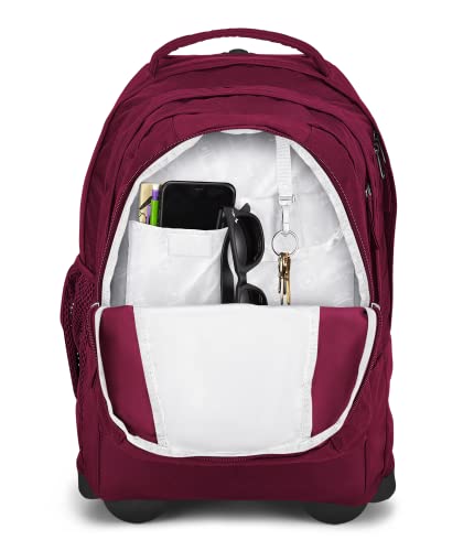 JanSport Driver 8 Rolling Backpack and Computer Bag - Durable Laptop Backpack with Wheels, Tuckaway Straps, 15-inch Laptop Sleeve - Premium Bag Rucksack -Russet Red