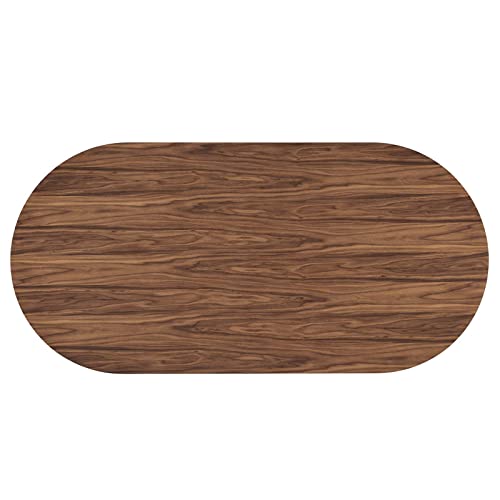 Modway Senja 95" Oval Modern Style MDF and Wood Dining Table in Walnut