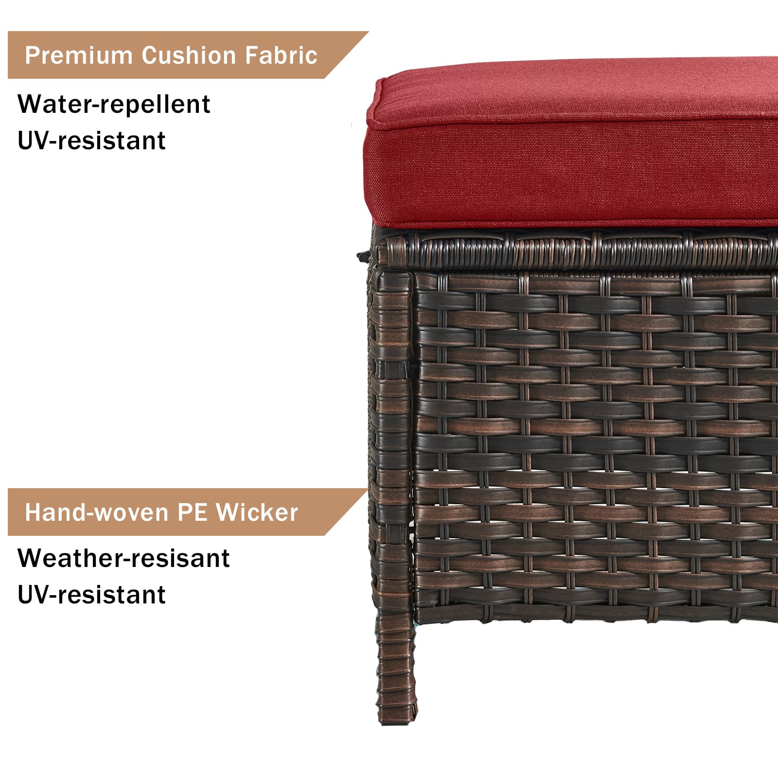 HUMMUH Patio Furniture 6 Pieces Outdoor Furniture Set PE Wicker Sofa with Swivel Rocking Chairs,Ottomans,Coffee Table