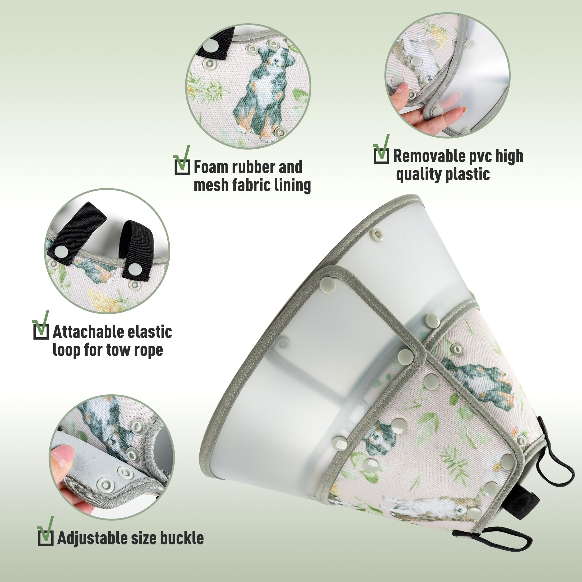 Fuz Bigaza Soft Dog Cone Collar for Large Medium Small Dogs After Surgery, Adjustable Pet Recovery E-Collar, Elizabethan Collar for Dogs and Cats, Tan XLarge