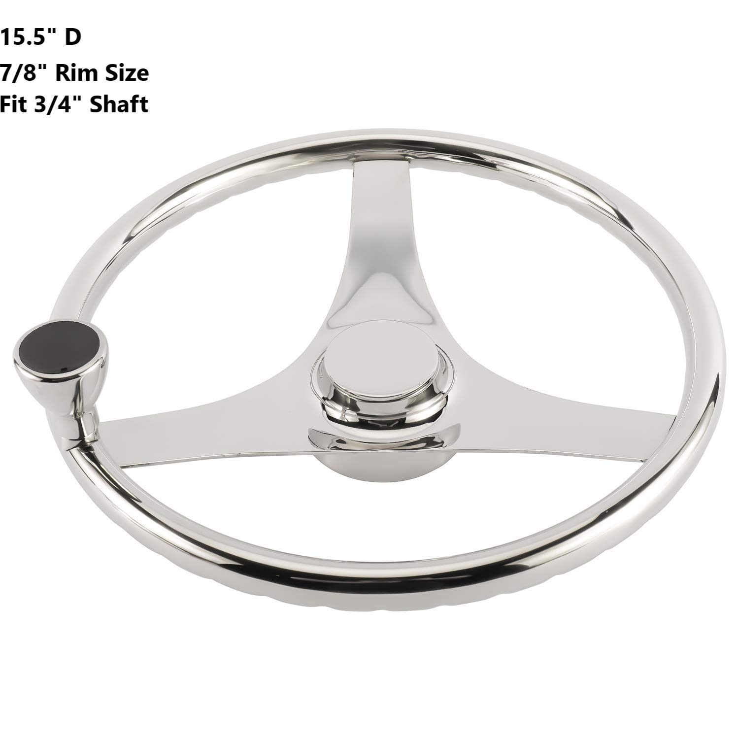 DasMarine Stainless Steel 15-1/2" Sport Wheel Boat Steering Wheel With Control Knob,Fit 3/4" Shaft,7/8" Rim Size