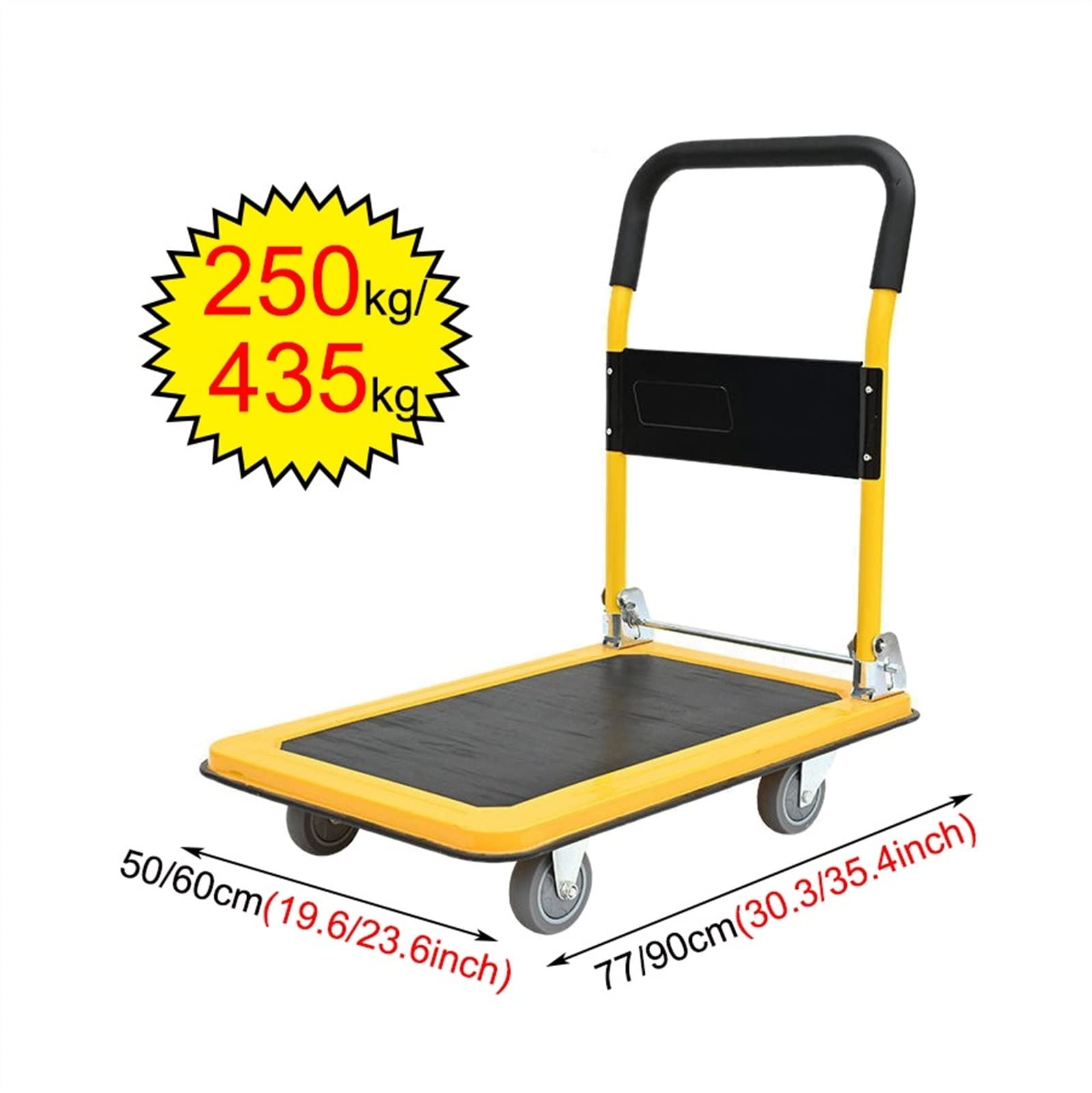 Generic Foldable Hand cart with Anti-Slip Coating, Convertible Hand Truck with Steel Bracket, Foldable 90° Handle, with castors, Load Capacity 400 kg (Color : Green, Size : 77 * 50cm)