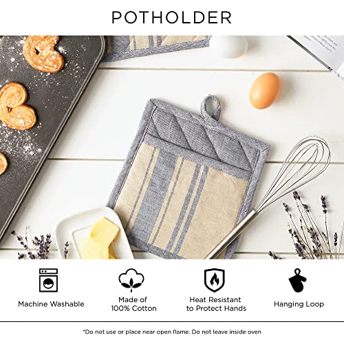 DII Heat Resistant Quilted Cotton Pot Holder Set, Designed with Space to Personalize Allowing a Customized Design, 7x9, Red, 3 Count