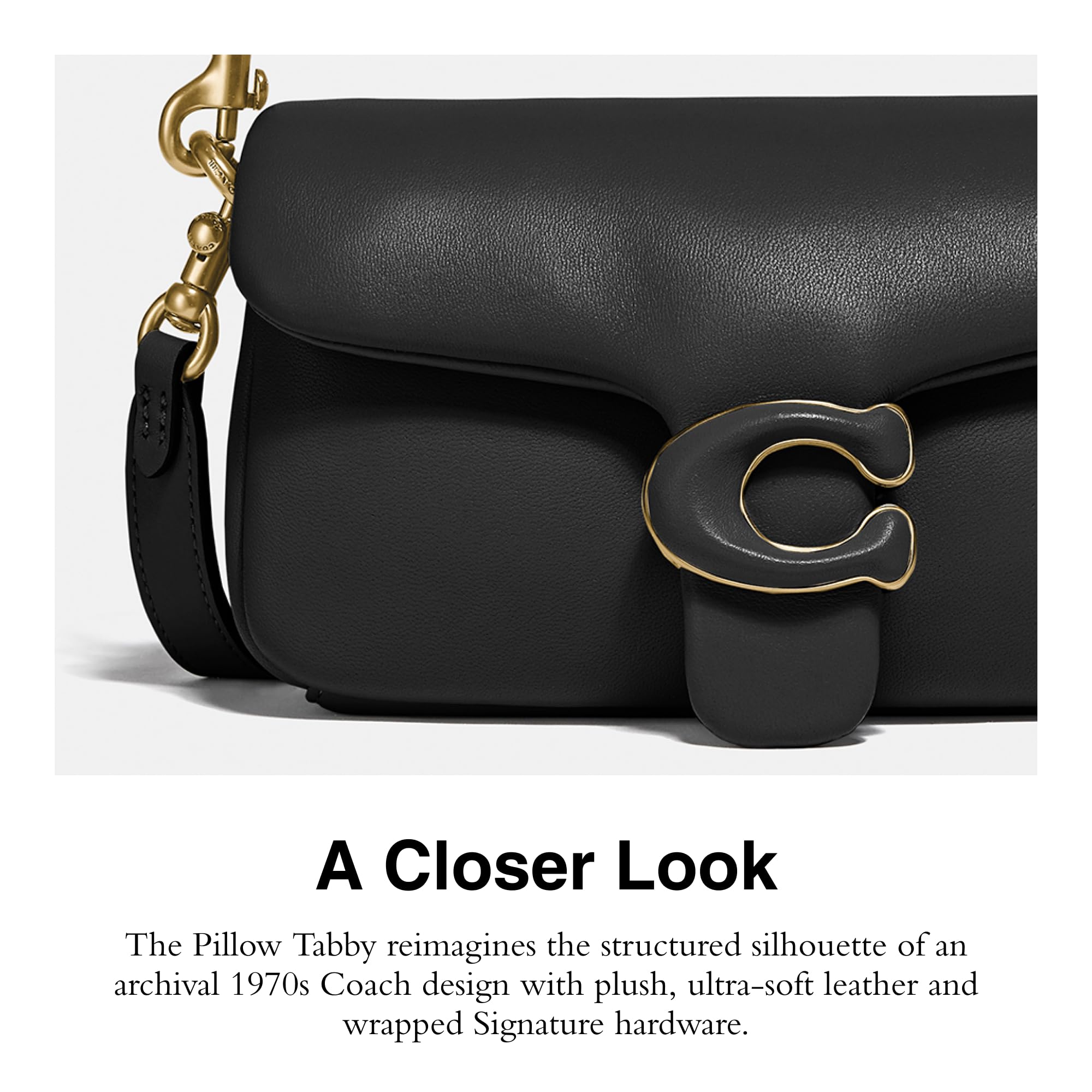 COACH Leather Covered C Closure Pillow Tabby Shoulder Bag 18, Black, One Size