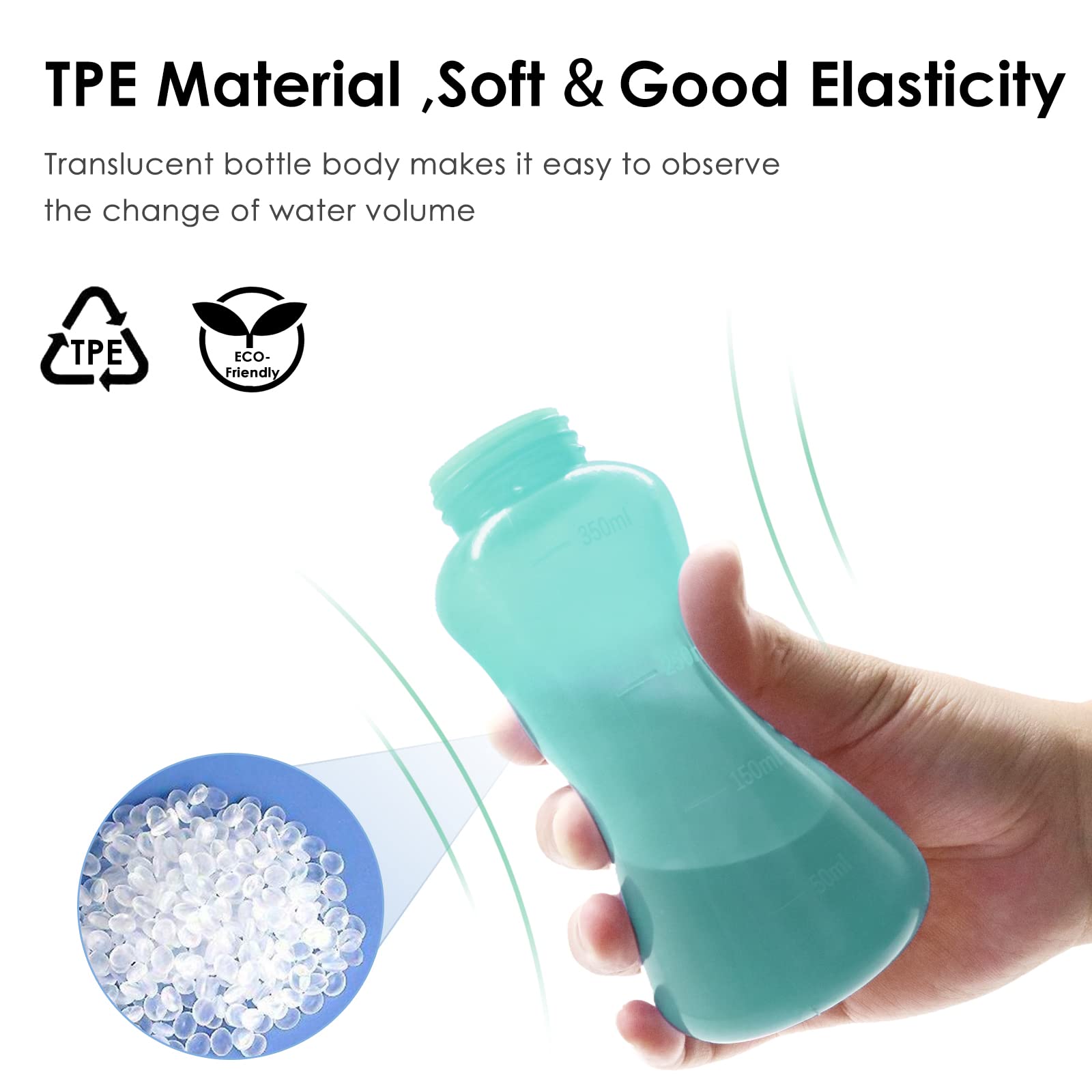 RUFCRIL Mini Peri Bottle, 350ml Portable Travel Bidet with Extra Ring and Carry Bag, TPE Material for High Temperature Resistance, Essentials for Postpartum Perineal Care,Hemorrhoid Treatment, Green