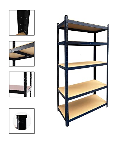 JAOSY Garage Storage Shelves Heavy Duty, Adjustable Shelves 28" Lx12 Wx59 H Shelving Unit with 5-Shelf, Racking Shelf Heavy Duty Garage Shelving Storage Shelves Black Metal Shelf