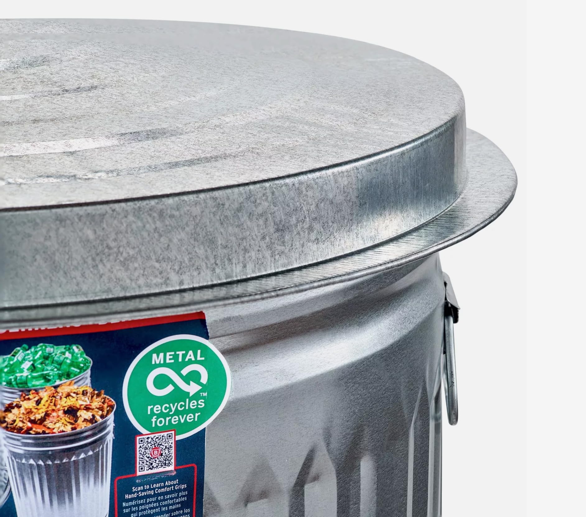 Generic 31-Gallon Galvanized Steel Trash Can - Galvanized Trash can with lid - Metal Trash can - Trash can with lid - Outdoor Garbage can with lid -Steel, Gray (Pack 2)