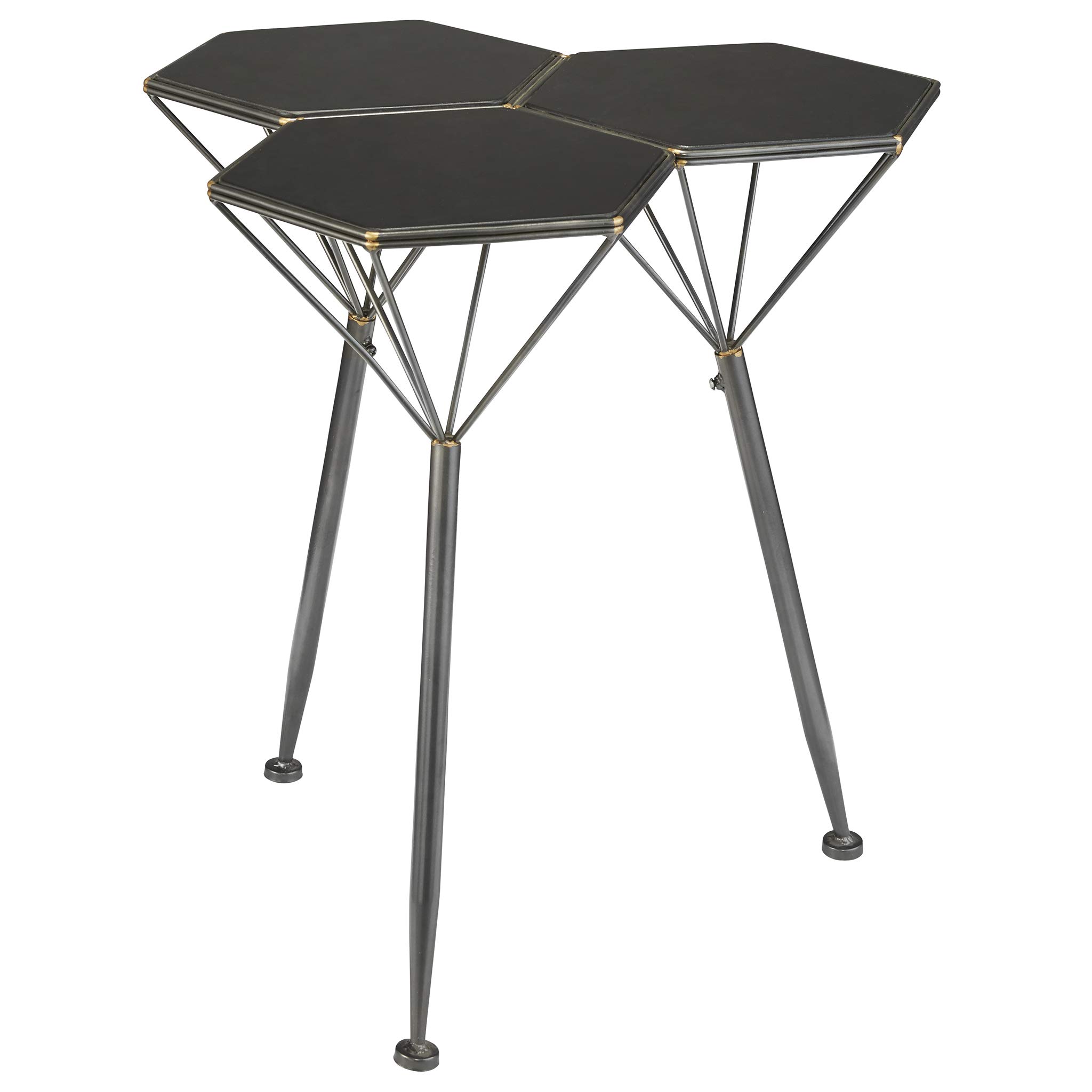 Design Toscano Geo Hex Honeycomb Modern Side Table, 24 Inches, black