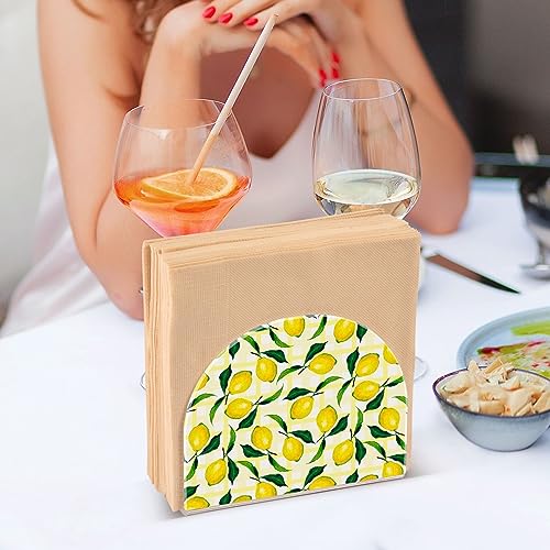 Napkin Holder, Clear Acrylic Paper Napkin Holders Tropical Plant Lemon Tissue Box Dispenser Stand Tabletop Space Saver Upright Napkin Towel Holders for Kitchen Restaurant Home Decor